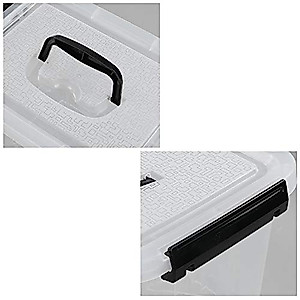 Anbers 6 Quart Clear Plastic Lidded Storage Bins, Latching Box with Handle, 4 Packs