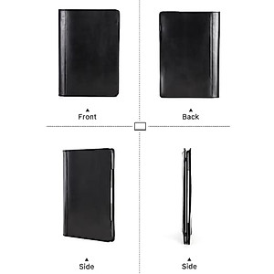 CataPurus Top Grain Leather 13.3" Slim Laptop Folio Case Protector, Vintage Open Style, Fully Handmade, Compatible with MacBook Pro 13.3" MacBook Air M1/M2 ZENBOOK 13.3" & Other PC, Black 13.3 Inch