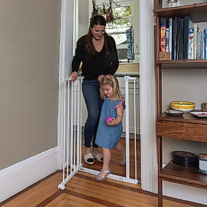 Summer Infant Everywhere Extra Tall & Extra Wide Pet and Baby Gate, 28.75" - 39.75" Wide, 36" Tall, Pressure and Hardware Mounted, Install In-Between Rooms, Doorways and Stairways - White Metal
