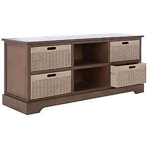 SAFAVIEH Home Collection Landers Brown 4-Drawer Media Stand (up to 55-inch Flat Screen TV)