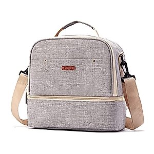 Breast Pump Bag Cooler Compartment for Breast Pump - Cooler and Moistureproof Bag Double Layer for Mother Breast Milk Pump Lunch Bag Outdoor Working (Grey)