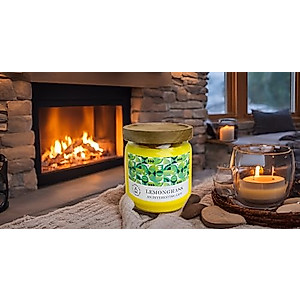 Outdoor Decorative Yellow Large Citronella Candle, 16oz, Glass, Strong Lemongrass Scented Candles, for Patio Decor, Outside Table Decor, Camping Accessories, Beautiful Candle Jars