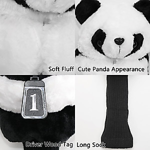 LeFeng Animal Golf Headcovers, Funny Golf Head Covers Collection for Driver and Fairway Wood, Cute and Soft Golf Club Protector(Panda Driver)