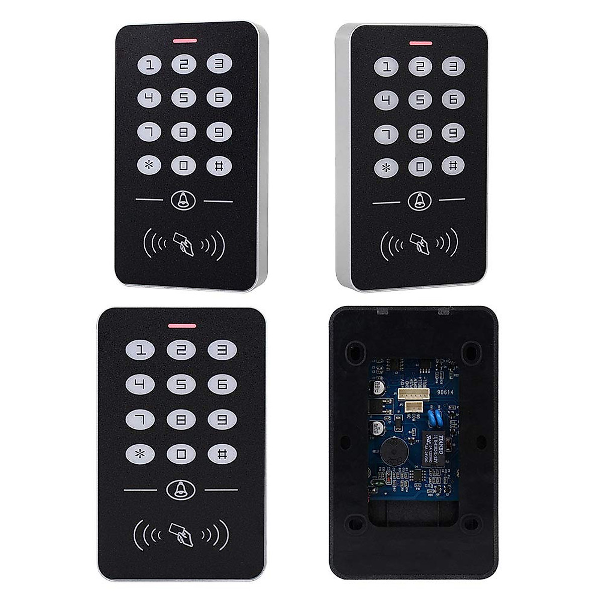 HFeng Access Control System Kit 125KHz RFID Keypad + DC12V 3A Power Supply Controller + Door Exit Button + 10pcs Keyfobs Card for Home Alarm Wooden/Metal/Glass Door