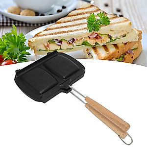 Syrisora Sandwich Baking Pan Double Side Sandwich Maker Anti Stick with Detachable Handle Sandwich Skillet for Gas Stove Egg Toast