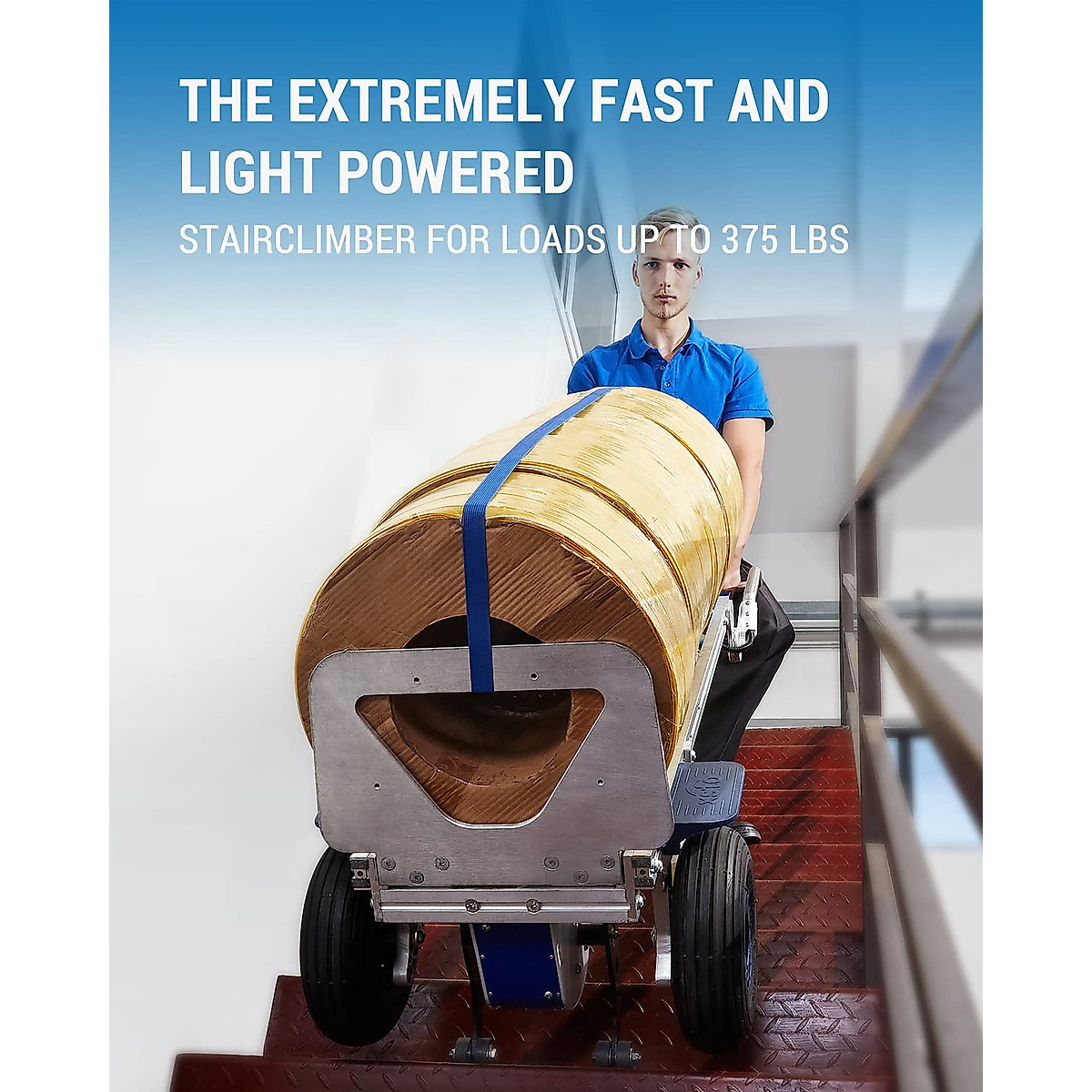 XSTO ZW7170EC Electric Stair Climbing & Foldable Aluminum Hand Truck with Retractable 4th Wheel Attachment and Pneumatic Wheels - 375LBS Capacity Stair Climbing Hand Truck Dolly for Furniture Moving