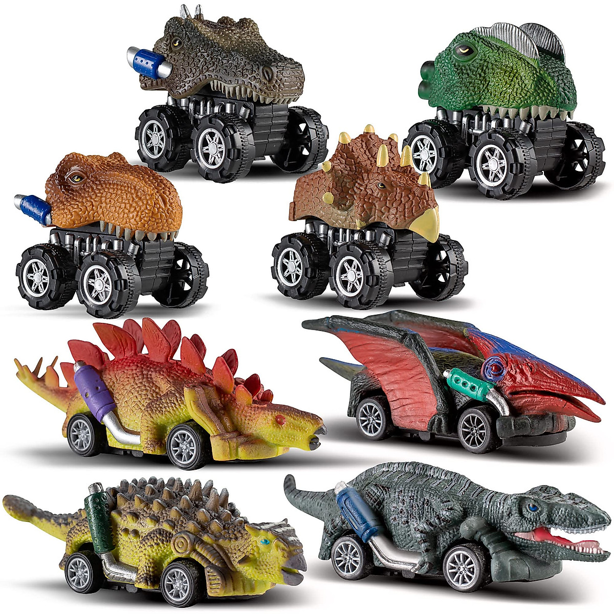 PLAYVIBE Dinosaur Toys for Kids Toys - 8 Pull Back Toy Cars | Dino Vehicle Playsets | Dinosaur Toys for Kids 3-5, 5-7 | Dino Toys Kid Toys Toddler Boy Toys