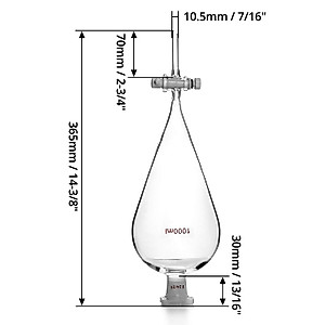QWORK 1000ml Separating Funnel with 24/29 Joints and PTFE Plug