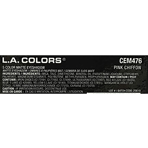 L.A. COLORS 5 Color Matte Eyeshadow Palette, Pink Chiffon CEM476