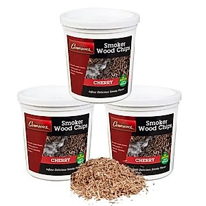 Smoking Chips- Kiln Dried, 3 Pints - 100 Percent Natural Extra Fine Wood Smoker Sawdust Shavings (Cherry, 3 Pack) (0.473176 L)