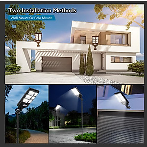 VUAA 2 Pack Solar Street Lights Outdoor Waterproof, 6500K 10000LM LED Solar Lights for Outside Dusk to Dawn, Solar Flood Lighting with Motion Sensor and Remote Control for Parking Lot, Garage