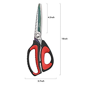 LIVINGO 10" Multipurpose Heavy Duty Scissors, Premium Titanium Coating Forged Stainless Steel Tool Industrial Shears for Household Pruning, Gardening, Fabric