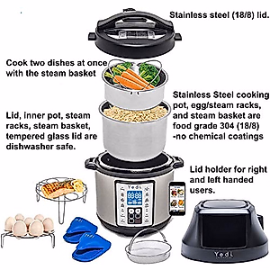 Yedi Tango, 2-in-1 Air Fryer and Pressure Cooker, 6 Quart, with Deluxe Accessory kit