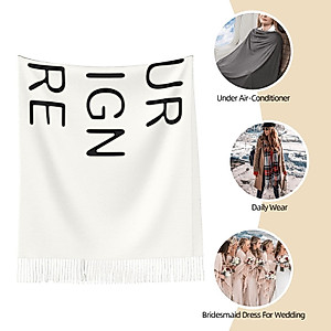 Custom Cashmere Scarf, Personalized Winter Long Soft Warm Scarf Fringe Shawl Scarf Cashmere Shawl White