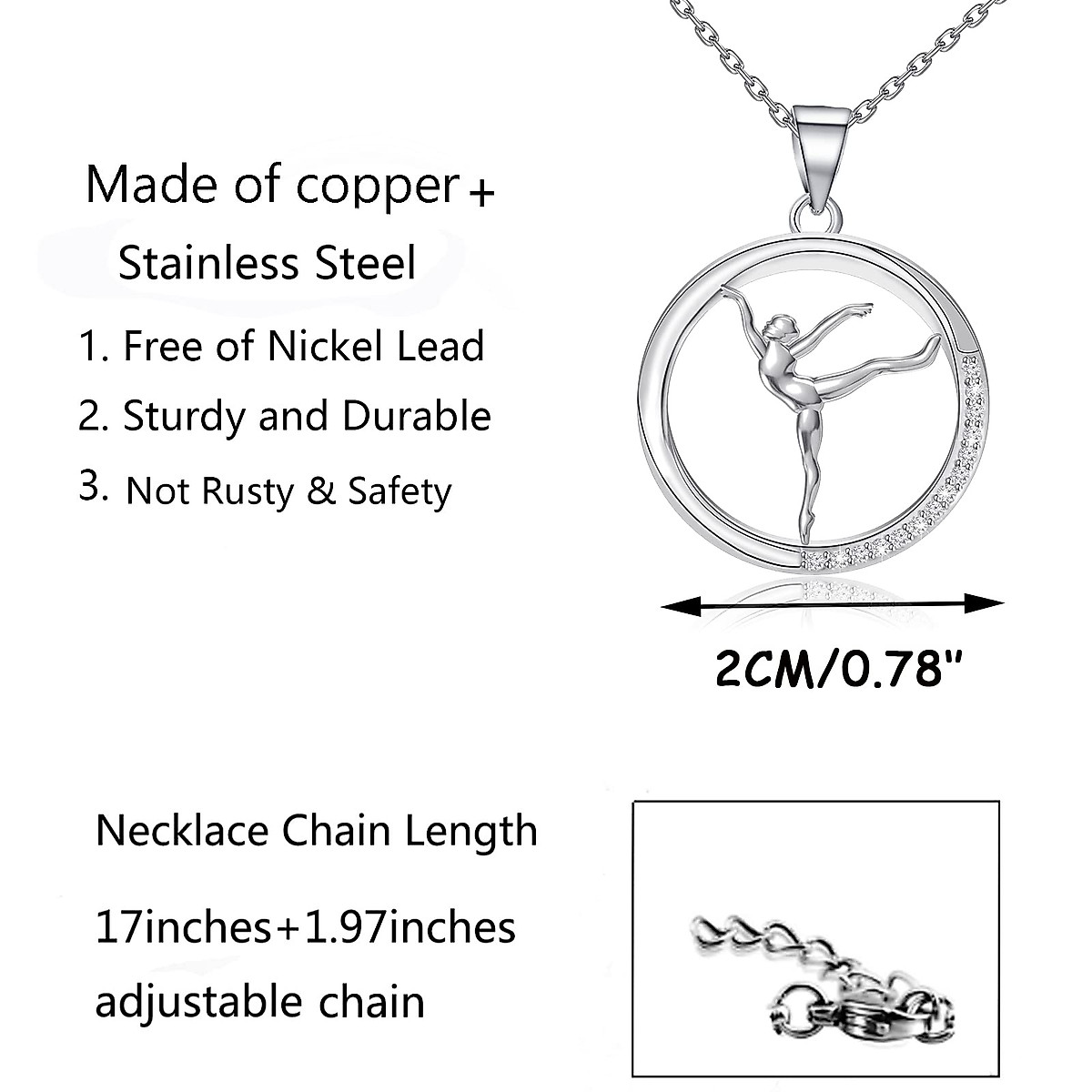 WSNANG Dancer Necklace Dance Recital Dancer Gift Dance Pendant Jewelry for Daughter Niece Granddaughter Dance Lover Graduation Gift (nc-braver card)
