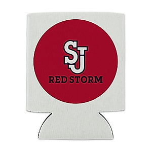 St. John's University Red Storm Logo Can Cooler - Drink Sleeve Hugger Collapsible Insulator - Beverage Insulated Holder