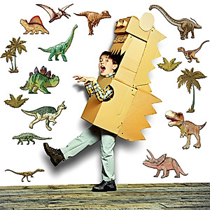 12 Pieces Glow in The Dark Dinosaur Wall Decals Dinosaur Glow Wall Stickers and 4 Pieces Coconut Trees Stickers for Kids Room Bedroom Living Room Classroom Home Decoration