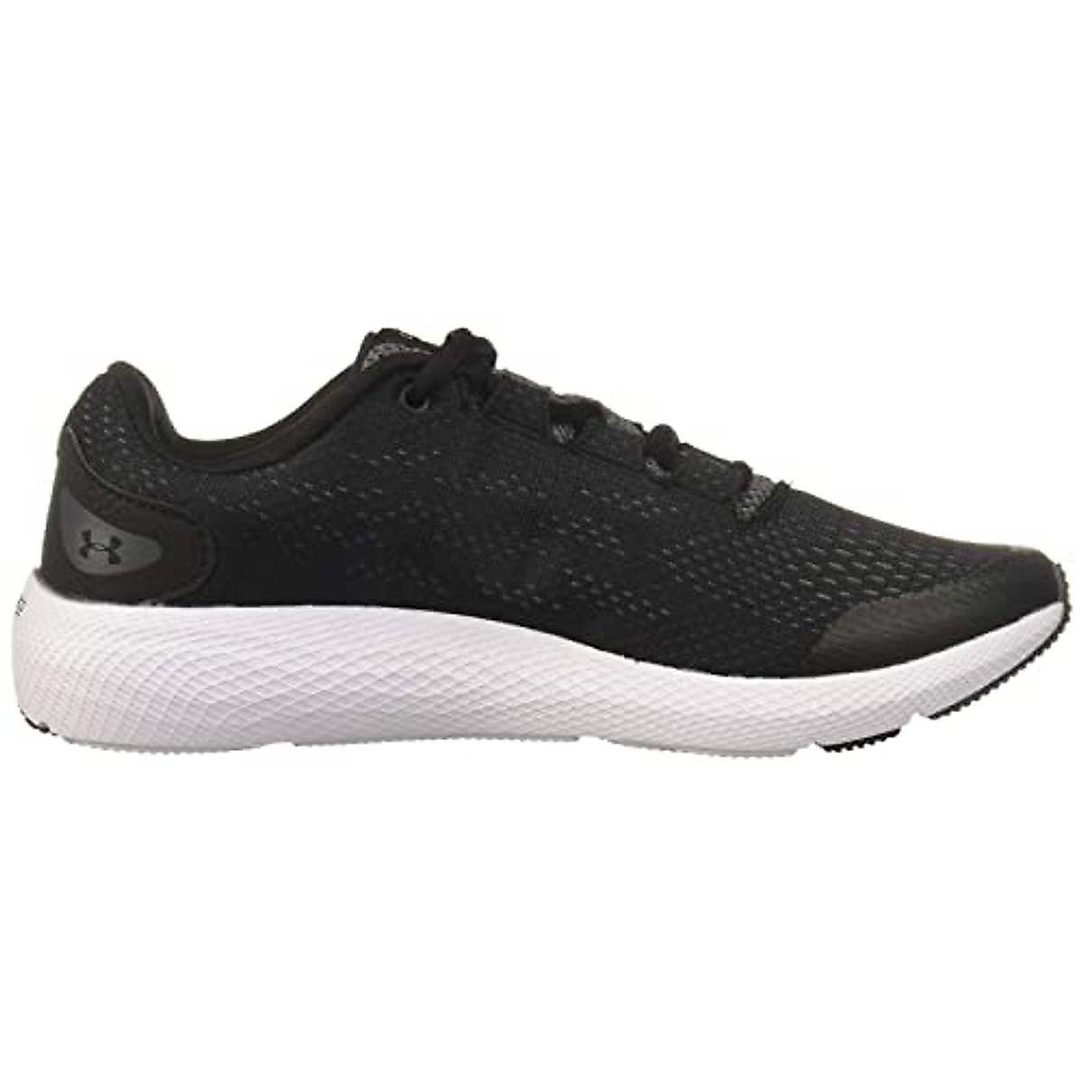 Under Armour womens Charged Pursuit 2 Running Shoe, Black/White, 7.5 US