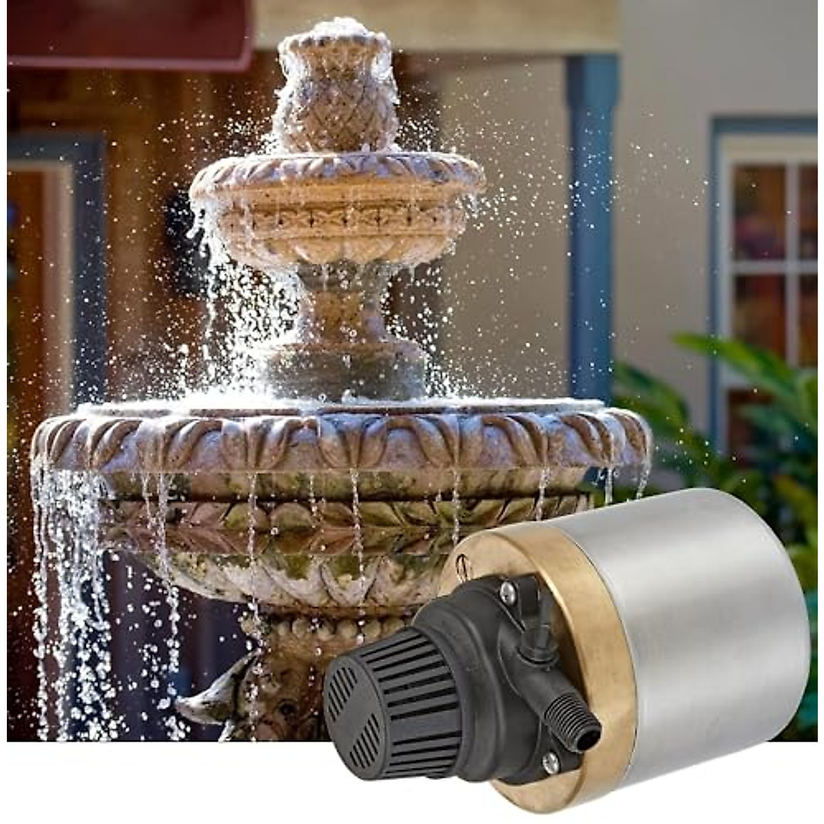 Little Giant S580PT-20 115 Volt, 740 GPH Oil-less Stainless Steel and Bronze Direct Drive Pump for Fresh or Salt Water Ponds or Fountains, Steel, 517100002