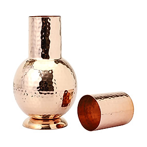 Carafe Pure Copper Bedside For Ayurveda Health Benefits, Capacity - 1000 Ml. (33.8 US Fluid Ounce).