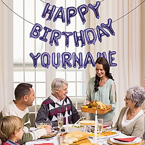 UWPVOWSR Purple Personalized Name Happy Birthday Balloon Banner Happy Birthday Balloon Letters Balloons 2 Sets A- Z 16 inch Mylar Foil Birthday Party Decorations for Kids Women Men Boys Girls Adults