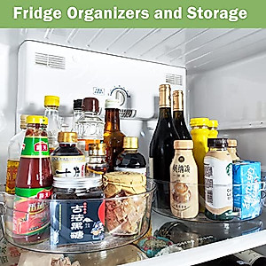 4 Pack Lazy Susan Organizer, 11.5 Inch Clear Lazy Susan Turntable Rack for Cabinet - Rotates 360 Degrees and 2 Handles Design, Pantry Organization and Storage, Kitchen Countertop, Fridge, Vanity