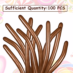 Skylety 100 Pieces Twisting Balloons Long Balloons DIY Latex Balloons Modelling Balloons for Birthday Wedding Engagement Anniversary Festival Party Decoration (Coffee)