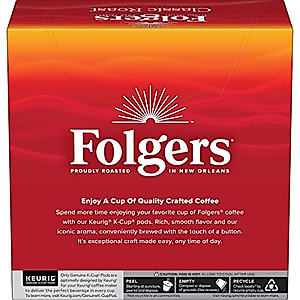 Folgers Classic Roast Coffee, Medium Roast, 32 Keurig K-Cup Pods