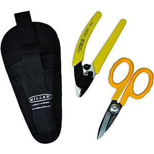 Miller MA01-7001 Kit, CFS-3 3-Hole Fiber Optic Cable Stripping Tool and KS-1 Kevlar Scissors, Easily Portable Tool Set with Belt Clip Pouch for Professional Electricians, Technicians, and Installers