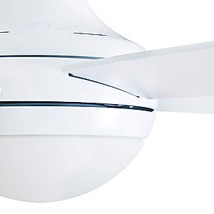 Prominence Home 80094-01 Ashby Ceiling Fan with Remote Control and Dimmable Integrated LED Light Frosted Fixture, 52" Contemporary Indoor, 5 Blades White/Grey Oak, Farmhouse White