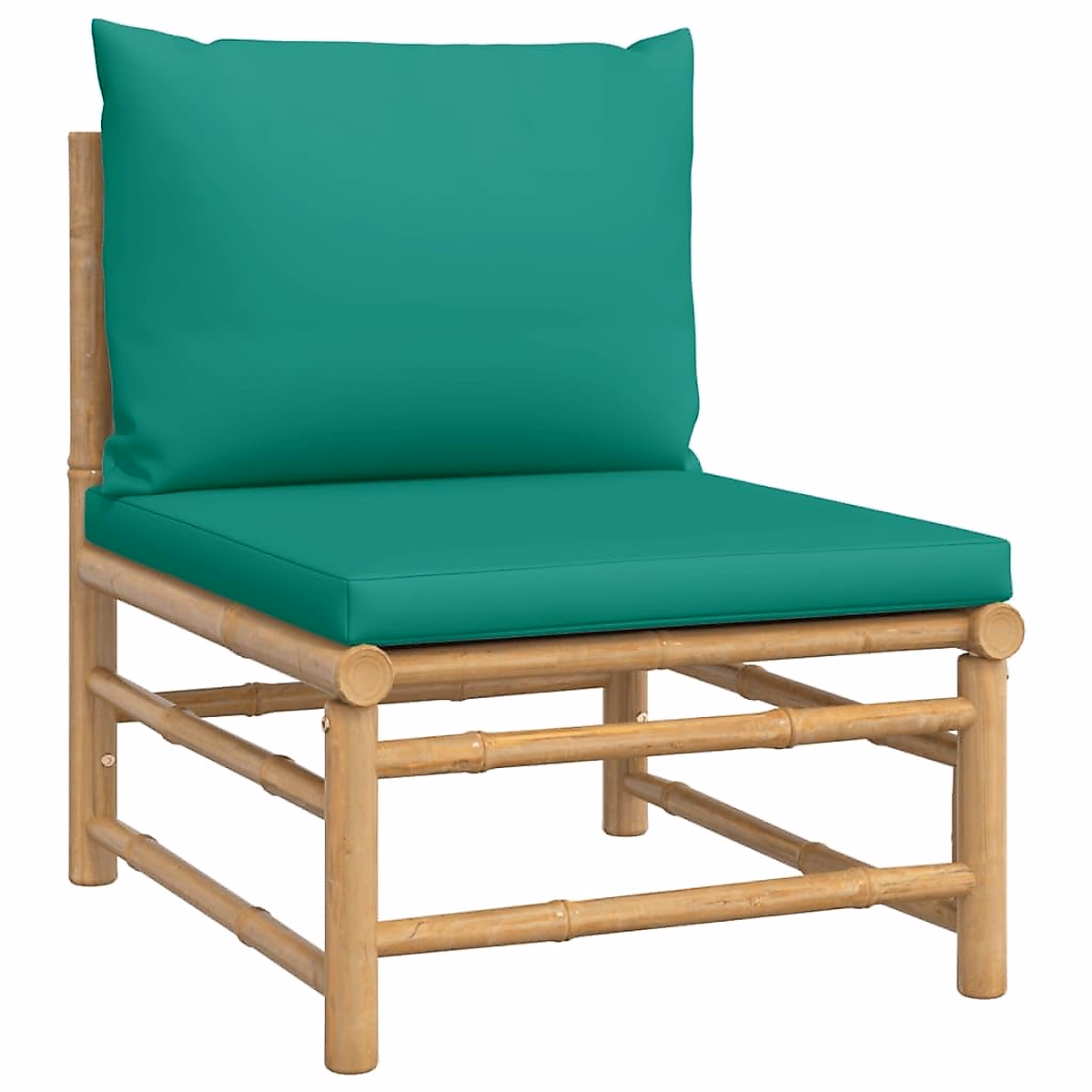 vidaXL 7 Piece Bamboo Patio Lounge Set with Green Cushions - Outdoor Furniture Set with Comfortable Backrest and Armrest, Modular Design