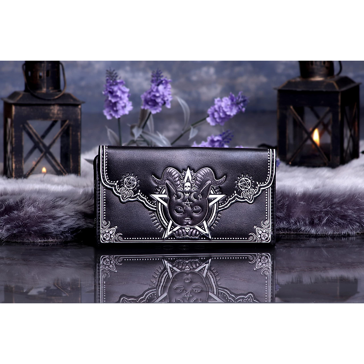 Nemesis Now Embossed Purse, Gothic Wallet, 18.5cm - Pawzuph Cat