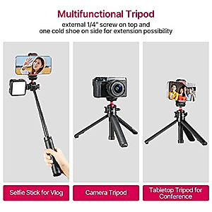 Ulanzi MT-16 Camera Tripod Stand Holder, Mini Tabletop Tripod Selfie Stick with Cold Shoe, Travel Tripod for iPhone 12 Canon G7X Mark III Sony ZV-1 RX100 VII A6600 Vlogging Filmmaking Live Streaming