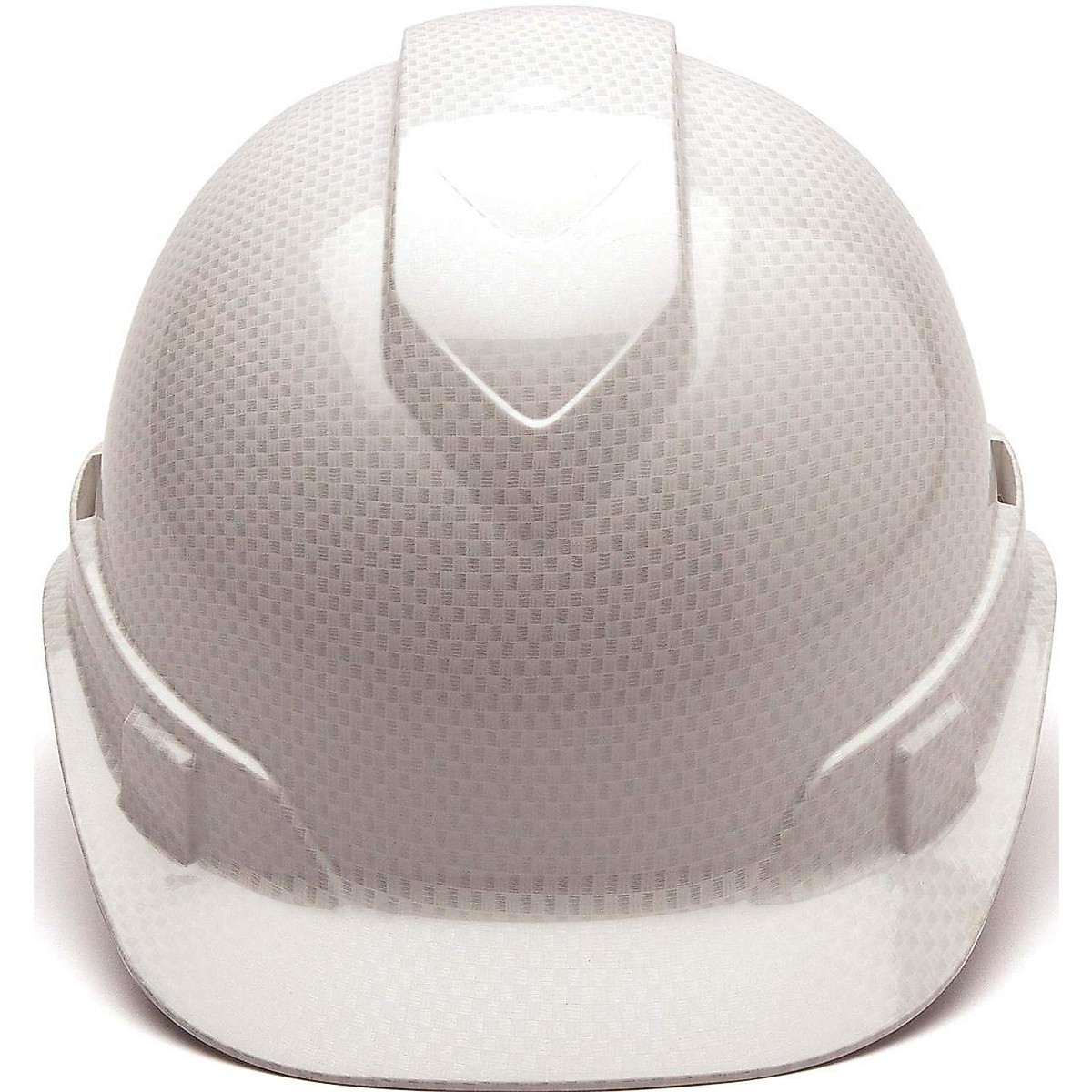 Pyramex Vented Cap Style Ridgeline Patterned Hard Hat with 6 Point Ratchet Suspension and Hard Hat Tote - Shiny White