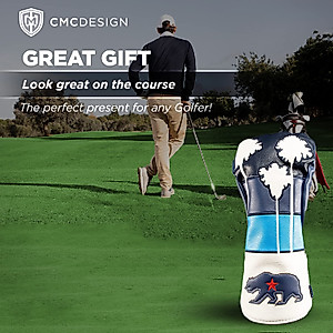 CMC Design Custom Cali Pines Embroidered Golf Driver Head Cover - Glove Soft Lining - Design Elements Include Applique and Embossing - Great Fit on Any Club as Golf Head Covers, Wood Driver Cover
