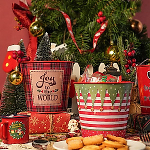 Putuo Decor Christmas Metal Buckets, 5 Pieces Christmas Metal Tin Ice Buckets, Christmas Decorations Galvanized Tin Bucket Pails for Party Home Table Centerpieces Decor 5.9" W x 5.3" H