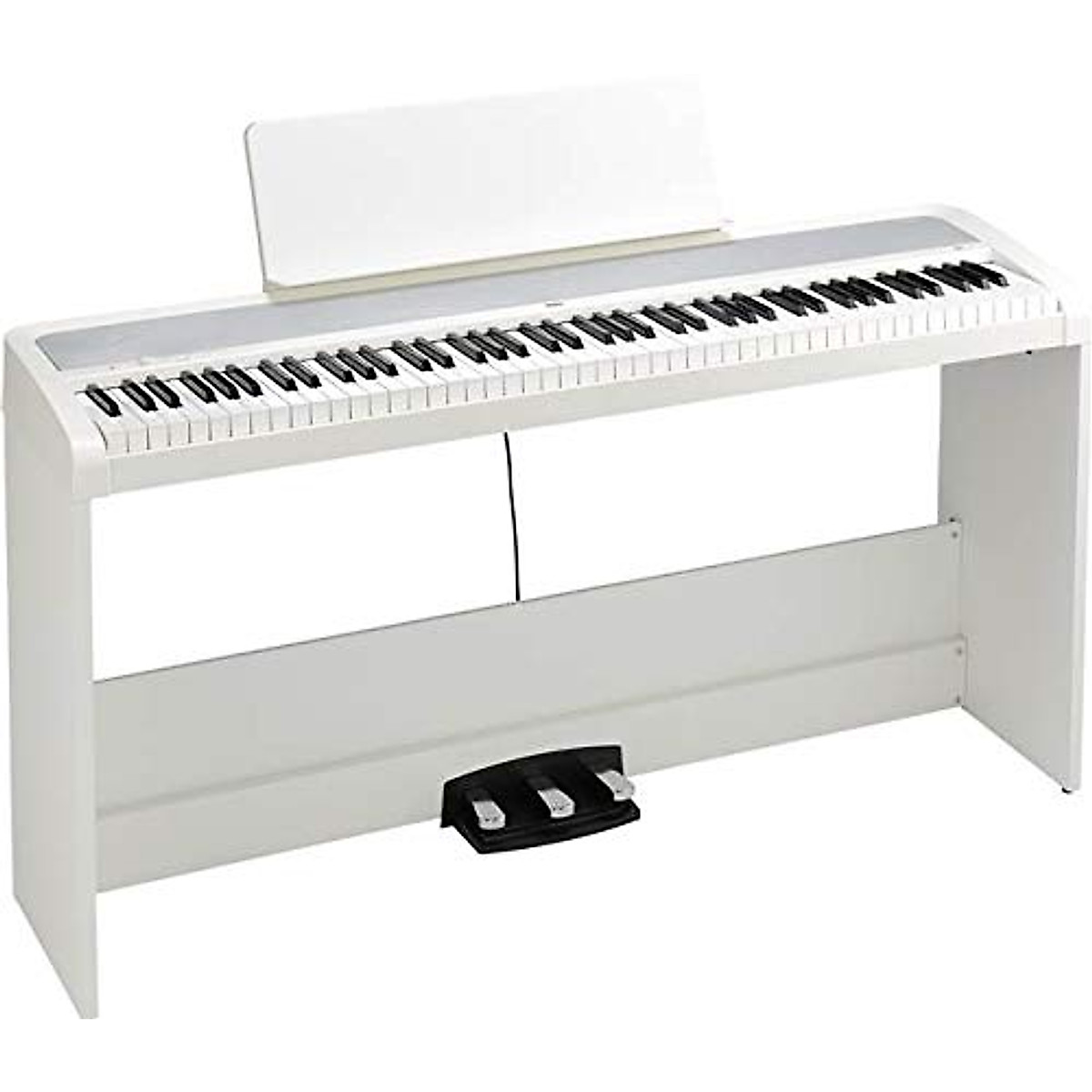 Korg B2SP Digital Piano - White Bundle with Furniture Stand, Three-Pedal Unit, Bench, Instructional Book, Austin Bazaar Instructional DVD, and Polishing Cloth
