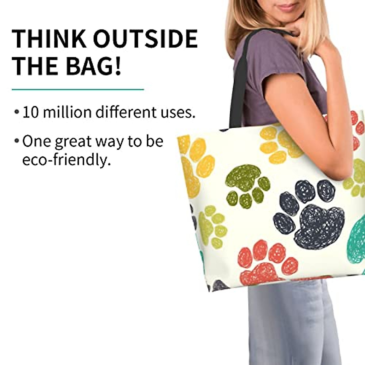 Cute Colorful Dog Paw Printed Women'S Fashion Large Waterproof Tote Shoulder Bag For All Kinds Of Everyday Uses