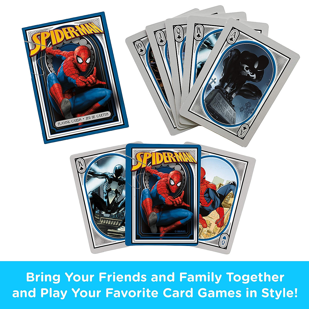 AQUARIUS Marvel Spider-Man Playing Cards - Spiderman Themed Deck of Cards for Your Favorite Card Games - Officially Licensed Marvel Comics Merchandise & Collectibles - Poker Size