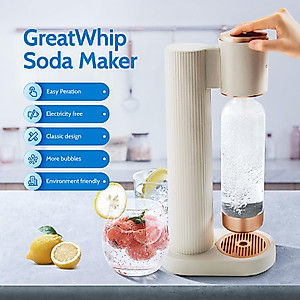 GreatWhip Sparkling Water Maker Soda Maker Machine for Home with 1L BPA Carbonating Bottle Compatible with Any Screw-in 60L CO2 Exchange Carbonator (NOT Included) Black