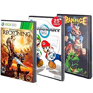 Game Box Protector Compatible with Nintendo GameCube games (Gamecube, Xbox, WII, PS2) - 0.40MM Thick Bulk retail bags game Case - For retro game console Collection - retro games cases (Pack of 25)