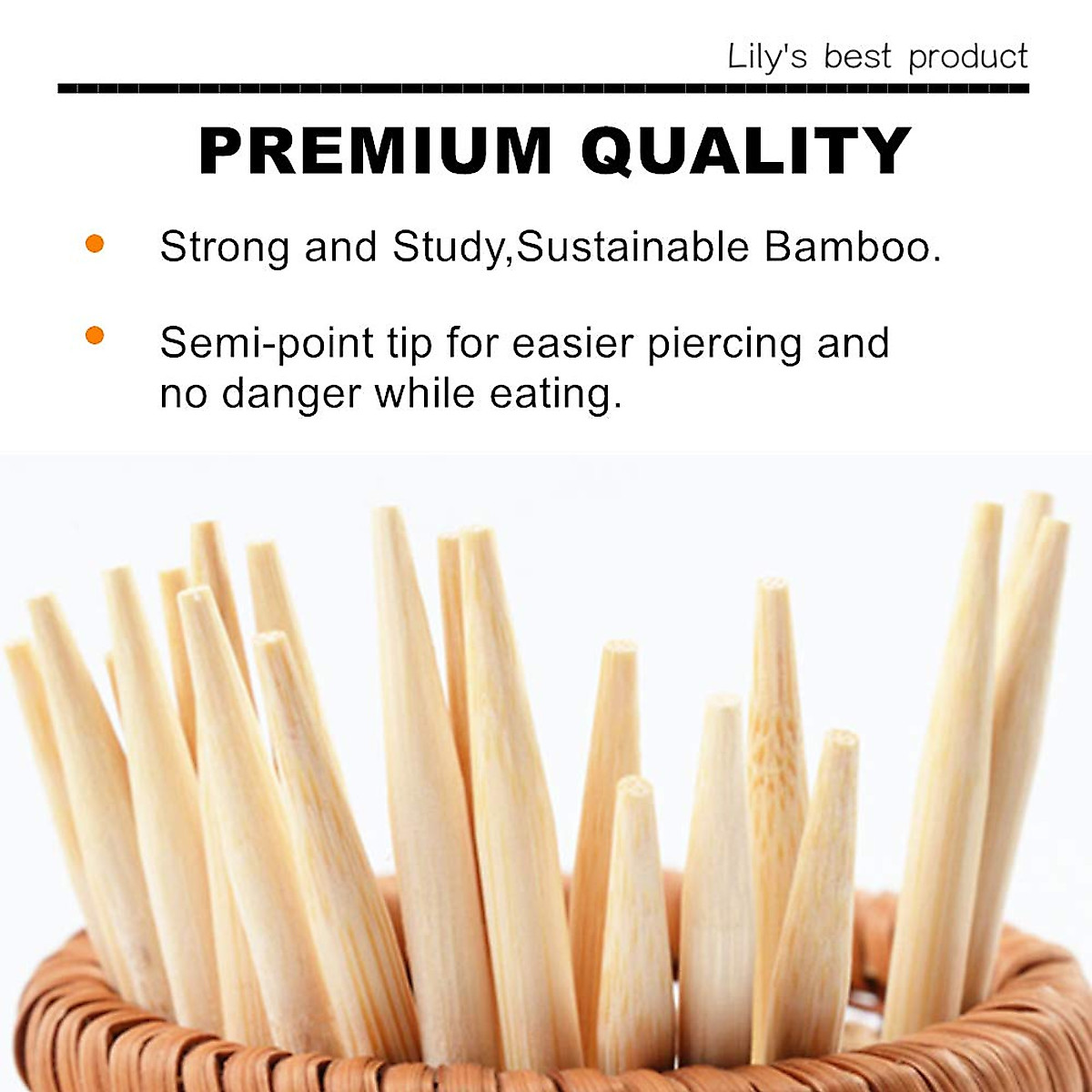 HOPELF 5.5 inch Semi Point Bamboo Skewers - 5mm Thick Natural Bamboo Sticks For BBQ Caramel,Candy Apple Sticks, Corn Dog,Corn Cob,Cookie,Lollipop,Kabob,Gril.(100 pcs)