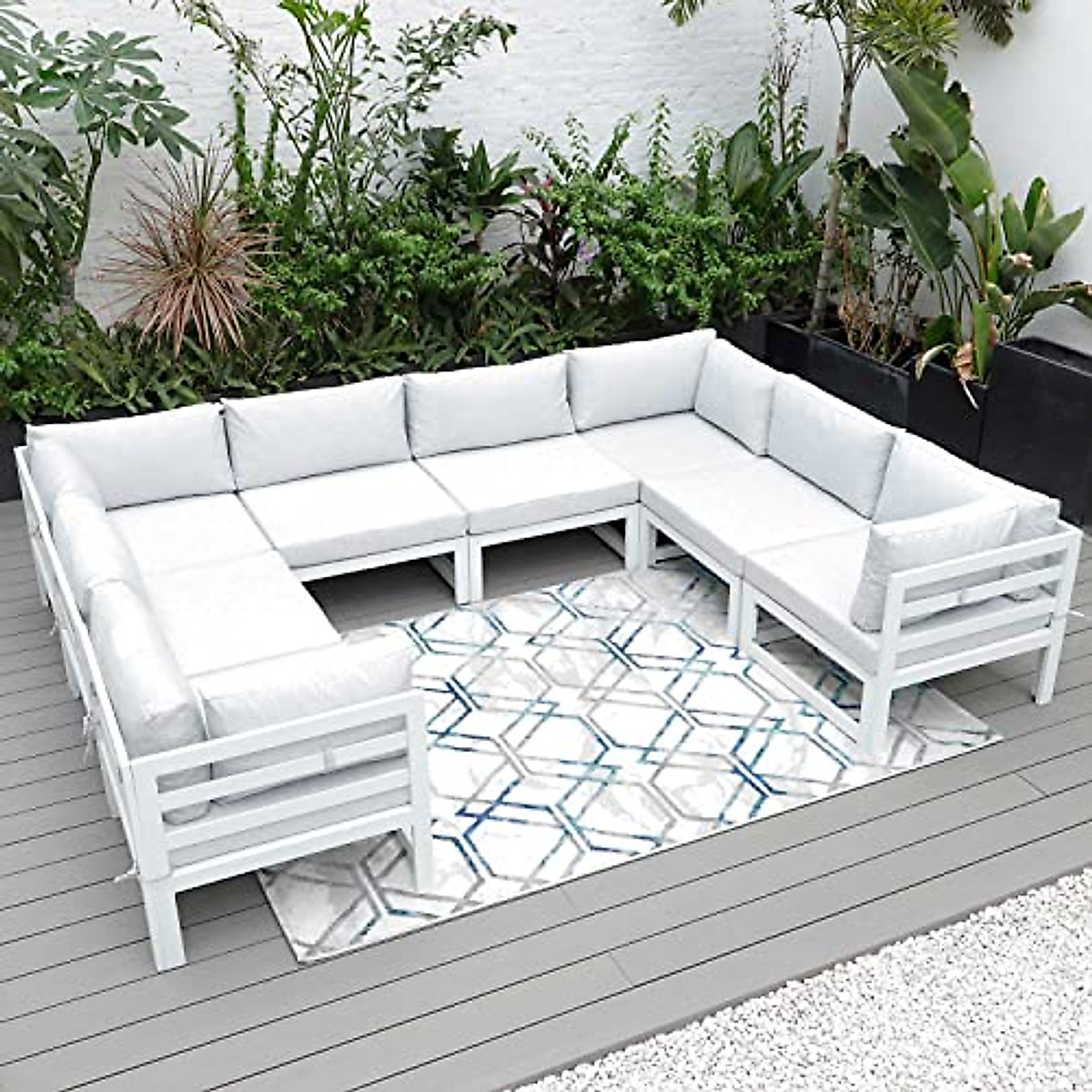 NICESOUL® 8Pcs Outdoor Aluinum Patio Sofa Set Sofa Conversation Sets Contemporary Furniture Sectional Sofa for Garden Pool Backyard