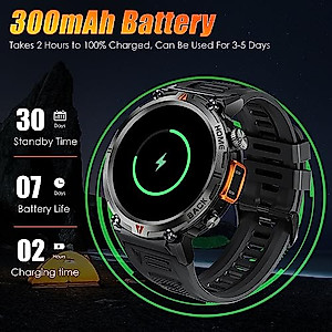 Military Smart Watch for Men Tactical Rugged Smart Watch with Bluetooth Call Flashlight 1.45" Big Screen Fitness Tracker Heart Rate Sleep Monitor Watch Waterproof Sports Smartwatch for iPhone Android