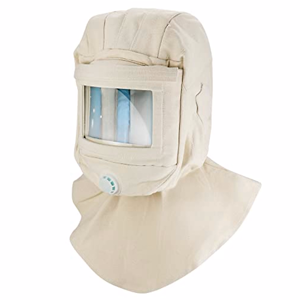 QWORK Sand Blasting Hood Cap, Shawl Sandblaster Protective Gear Mask, Anti Dust/Wind Sandblasting Tool Mask, Heat / Cut / Scratch Resistant Neck Protector, White