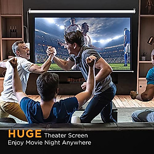 Motorized Projector Screen 100 Inch - Electric Projector Screen Motorized Indoor and Outdoor Movies Screen Pull Down, 16:9 4K 3D HD Compatible, Wall/Ceiling Mount, Ultra-Quiet, W/Remote Control