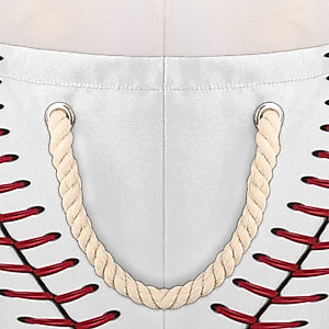 AUUXVA Baseball Lace Round Storage Basket Collapsible Laundry Baskets Cube Storage Boxes Bins For Bedroom Shelf Bathroom Toy Organizer