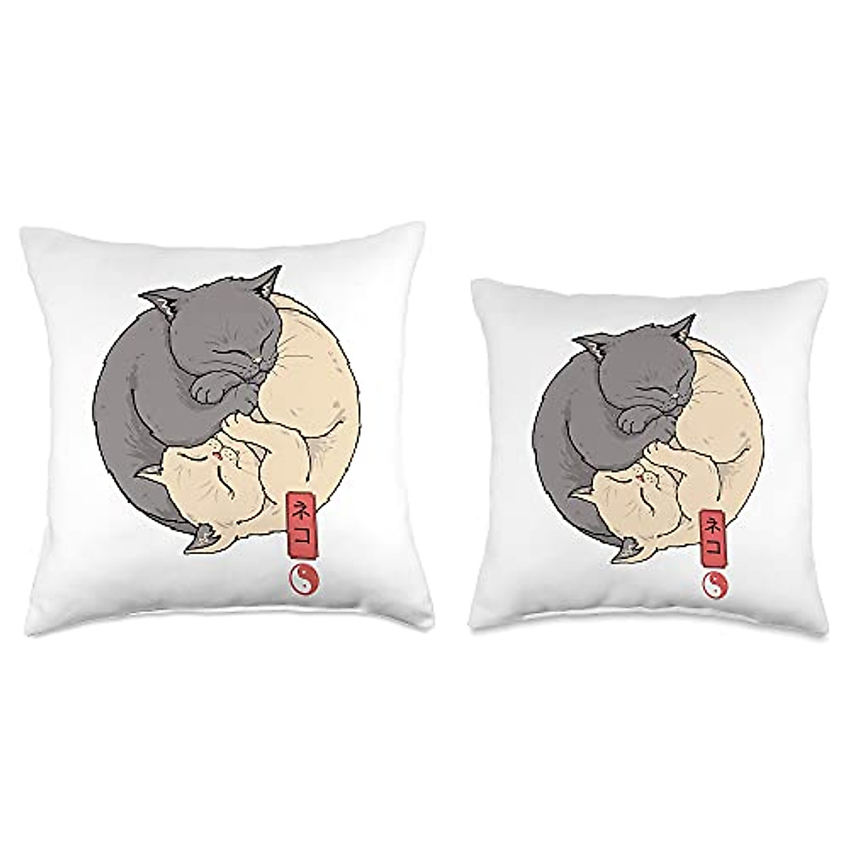 Vincent Trinidad Art Yin Yang Cats Throw Pillow, 16x16, Multicolor
