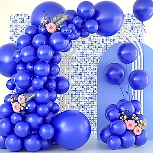 Freechase 154pcs Royal Blue Party Latex Balloons of Different Sizes 18/12/10/5inch Royal Blue Balloons with Royal Blue Ribbon Balloon Chain for Birthday Baby Shower Wedding Balloon Arch Kit Decoration