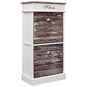 Shoe Cabinet Storage File Rack Organizer for Filing Kitchen Bathroom Toilet Pantry Corner Home Holder Shelf Outdoor Indoor Wall Garage Lock Brown 19.7"x11"x38.6" Paulownia Wood